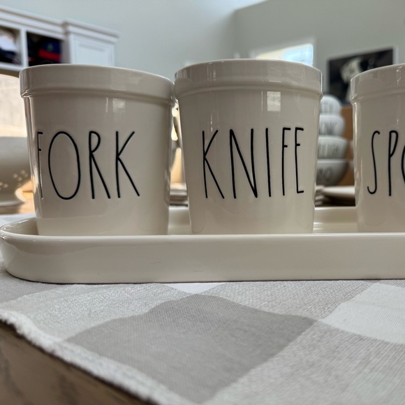 Rae Dunn | Kitchen | Rae Dunn Fork Knife Spoon Set With Tray | Poshmark